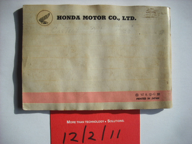 Honda SS125A CL125A CD125A Owners Manual sku 2057 ...